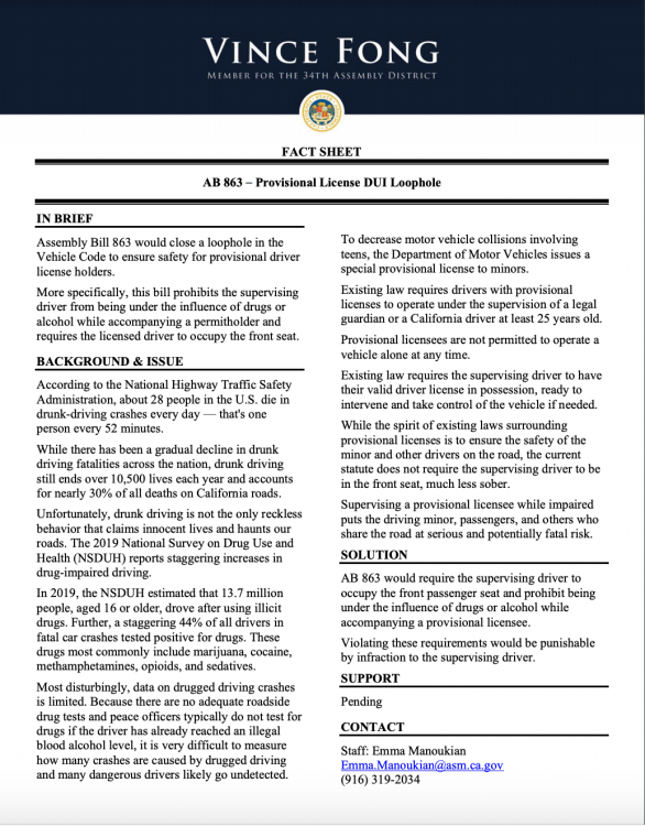 AB 863 - DUI Loophole Fact Sheet - We Save Lives